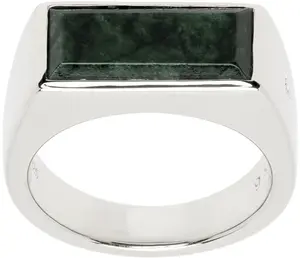 Buy Tom Wood Silver & Green Marble Peaky Ring - 925 Silver At 50